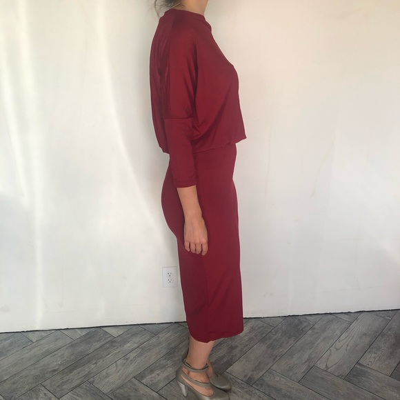 Dresses | Burgundy Off Shoulder Bodycon Midi Dress | Poshmark